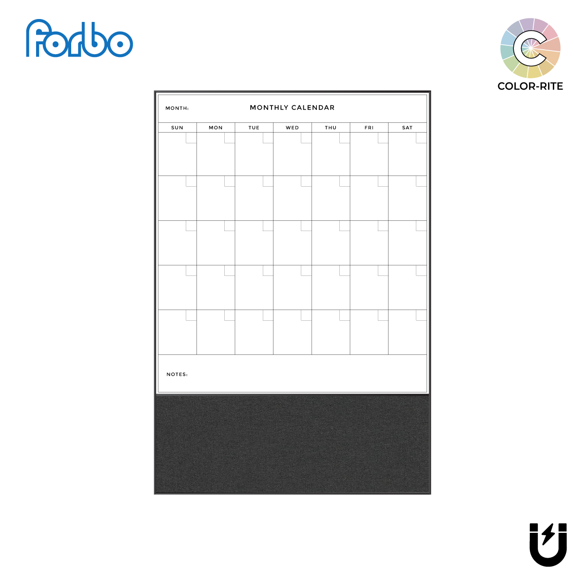 Combination Monthly Calendar | Black Olive FORBO | Ebony Aluminum Mini ...