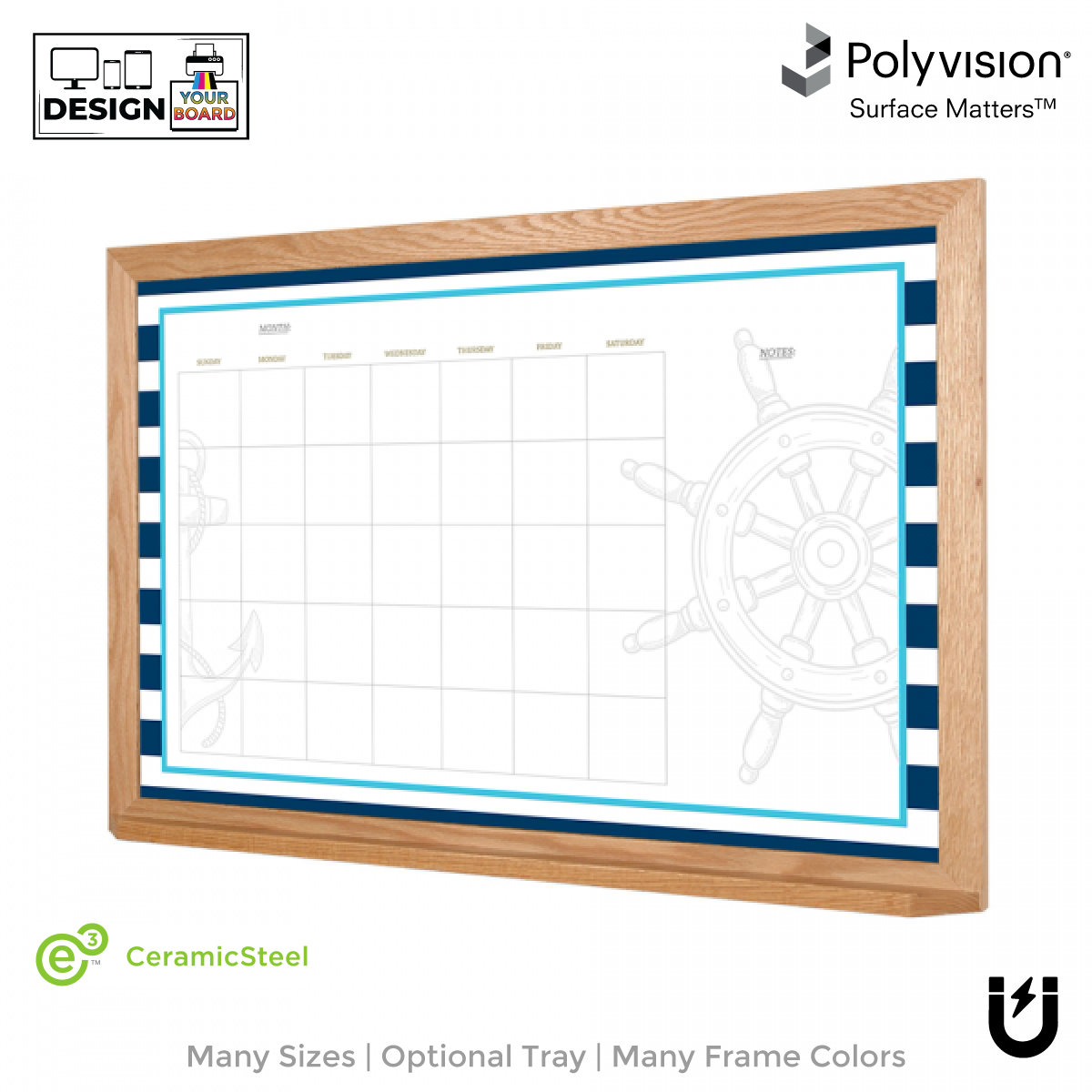 Nautical Monthly Calendar | Wood Frame Landscape – New York Blackboard