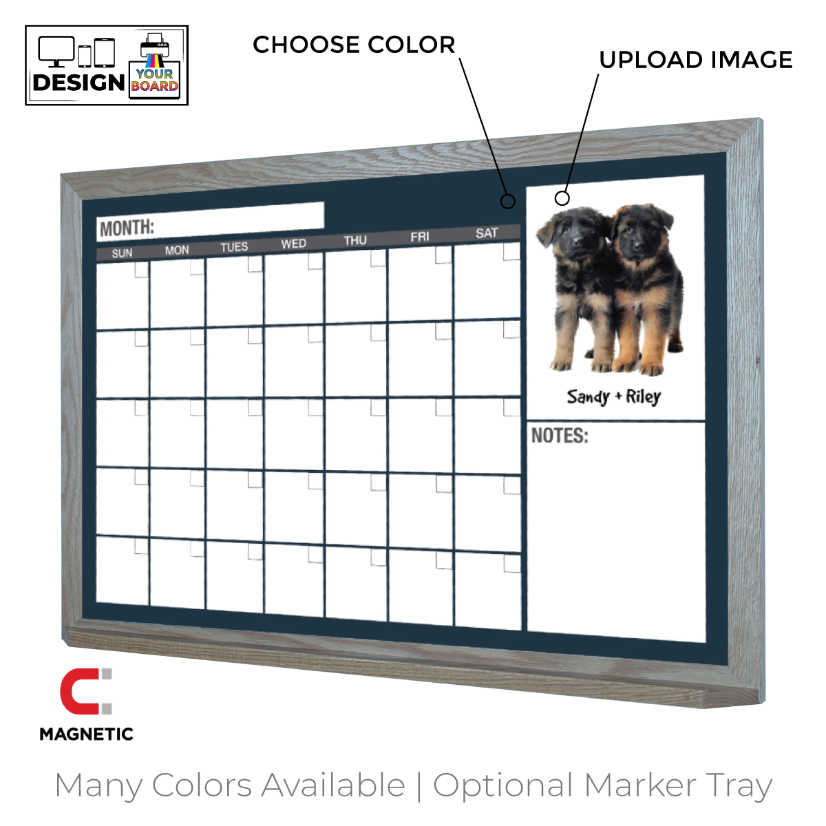 One Month Calendar Barnwood Frame | Custom Printed Landscape Magnetic ...