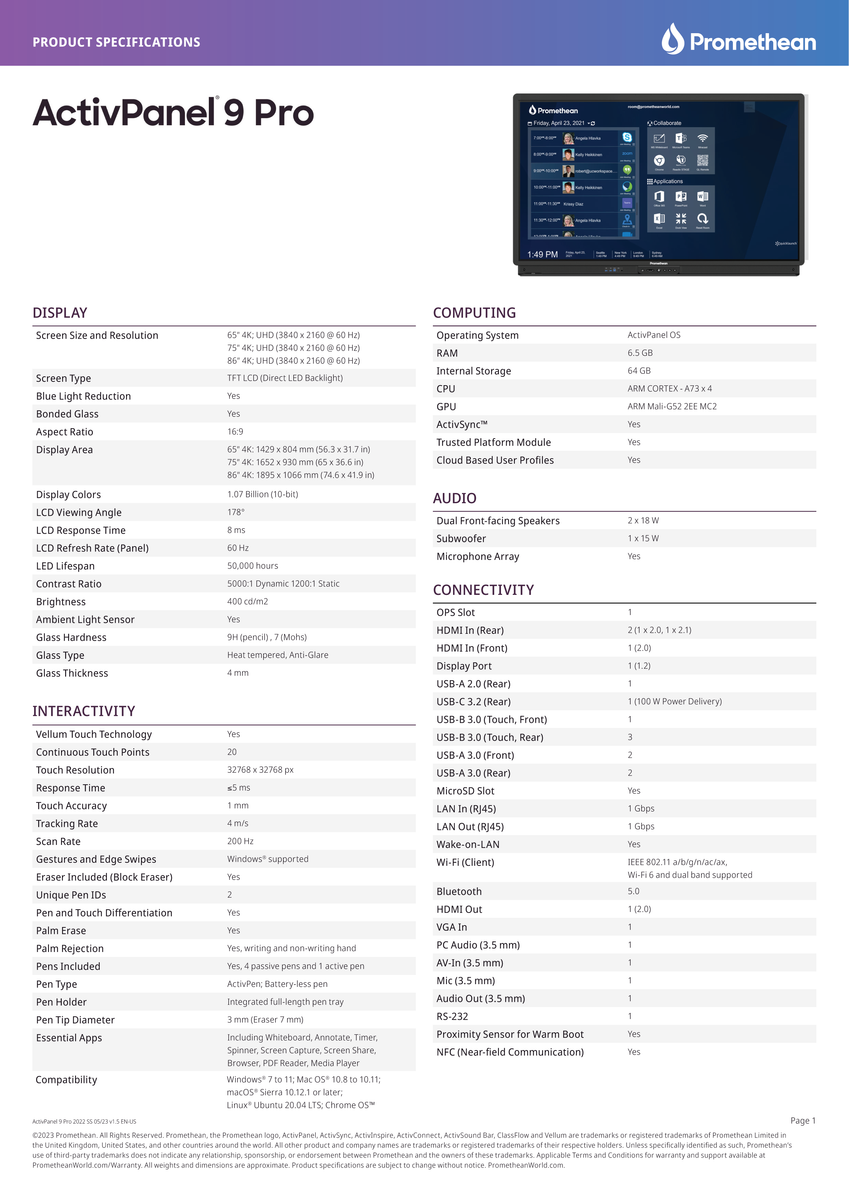 ActivPanel 9 Pro | Interactive Display – New York Blackboard
