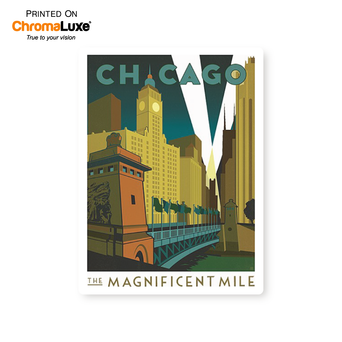 Chicago Magnificent Mile | Graphic Metal Print – New York Blackboard