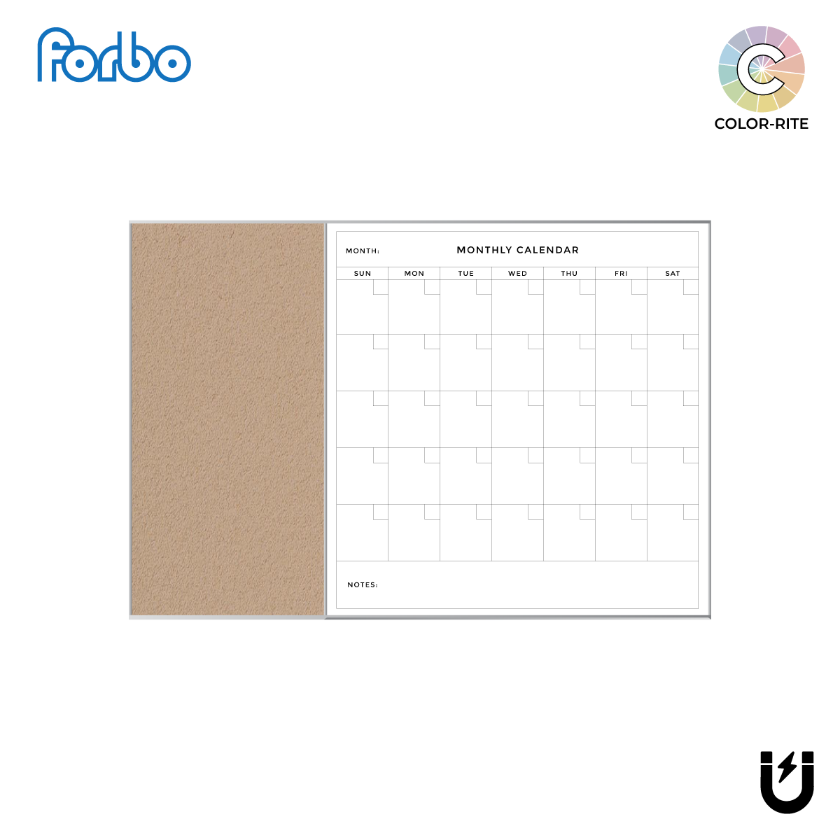Combination Monthly Calendar | Blanched Almond FORBO | Satin Aluminum ...