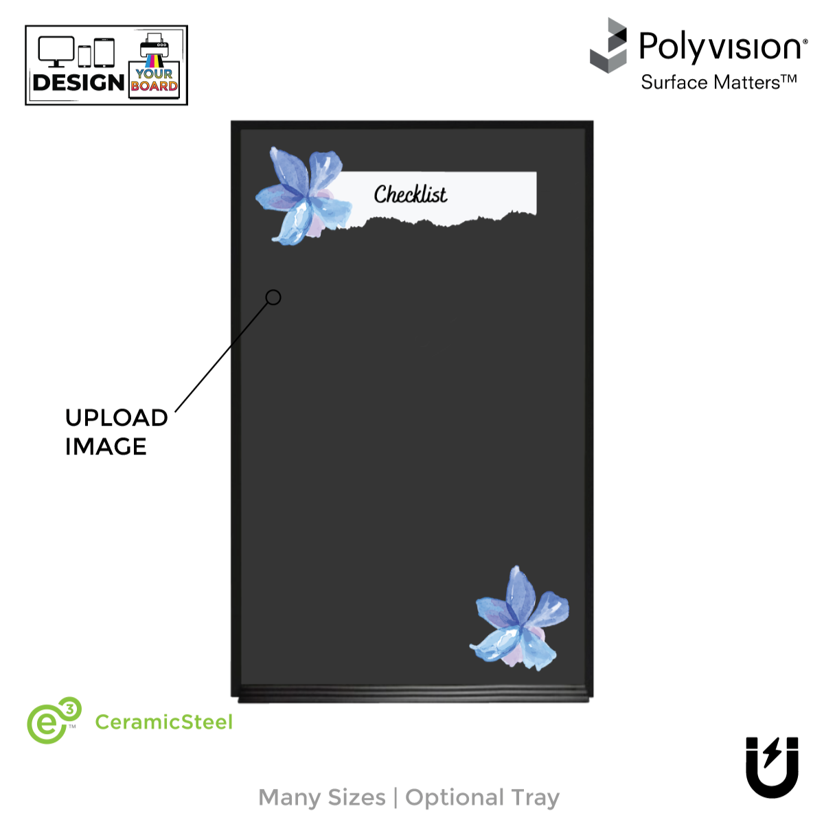Ebony Aluminum Frame | Custom Printed Portrait Magnetic Steel Chalkboa ...