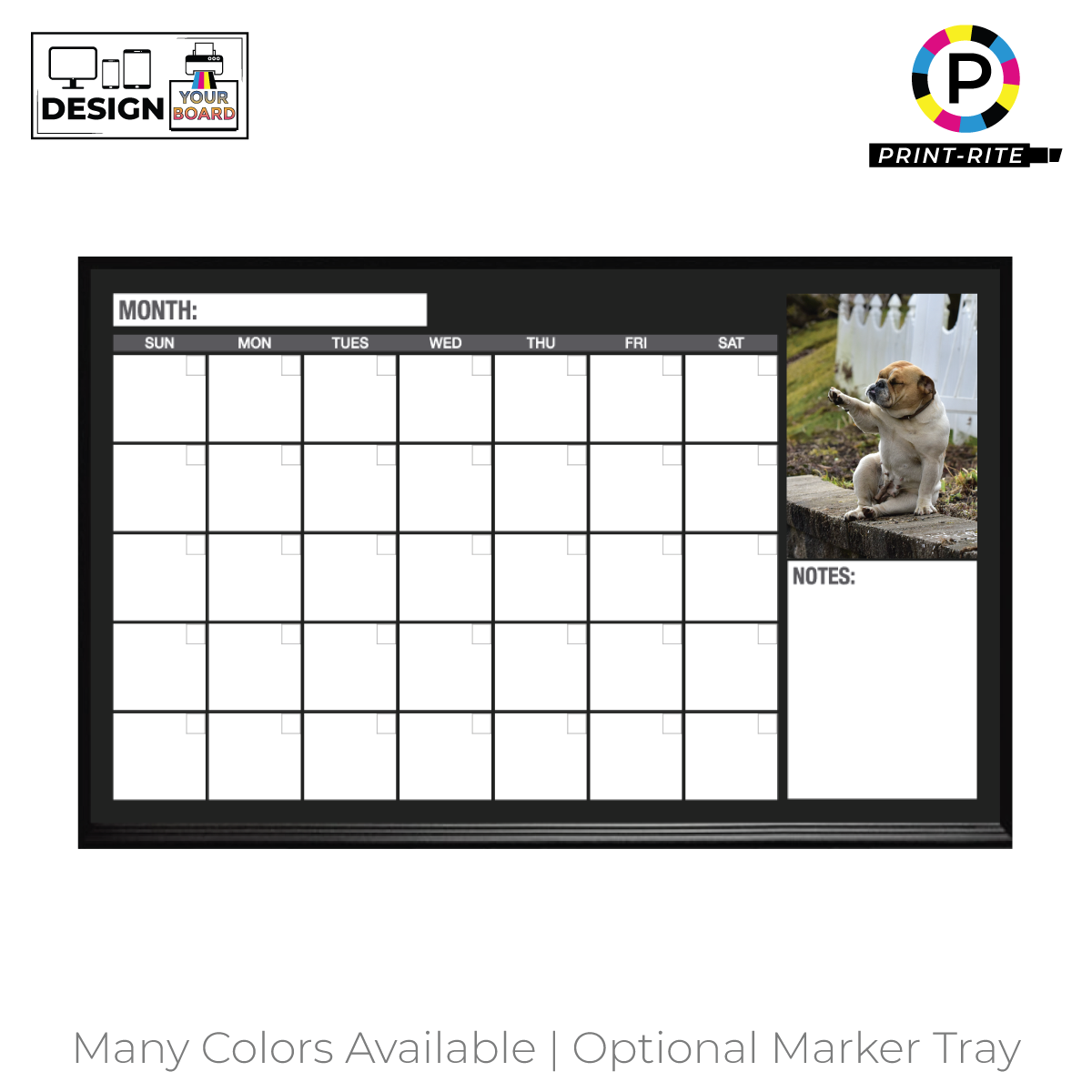 One Month Calendar Ebony Aluminum Frame | Custom Printed Landscape Non ...