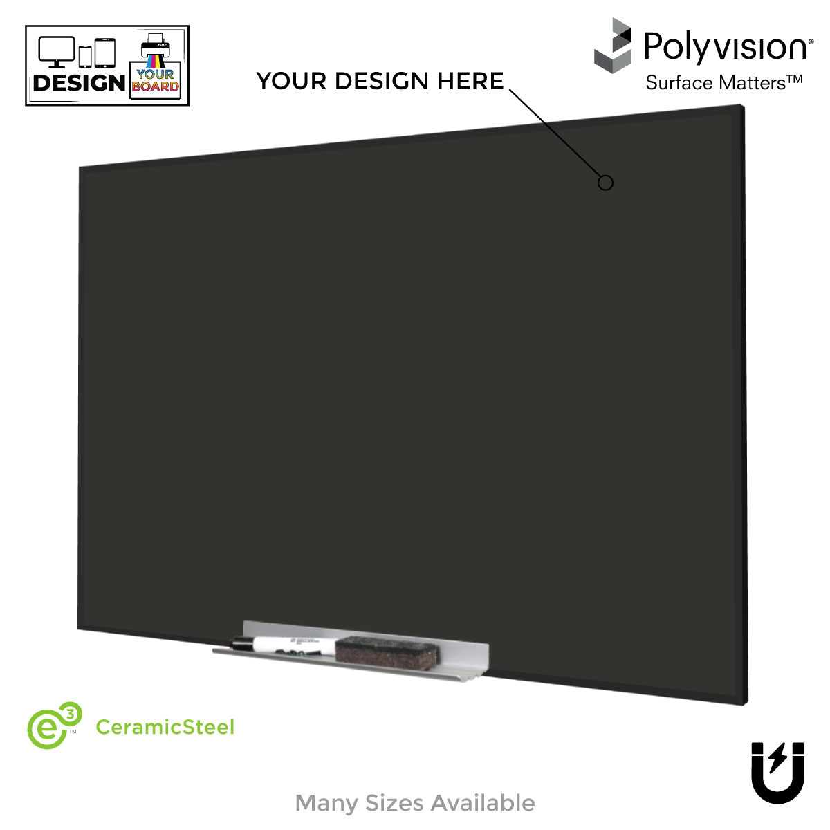 Menu | Ebony Minimalist Frame | Custom Printed Landscape Chalkboard ...