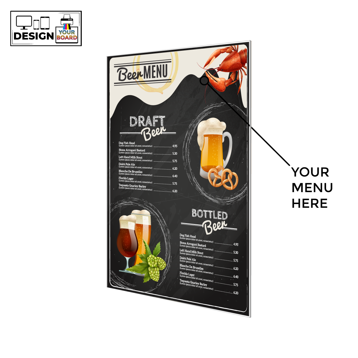 Menu | Gator Board Custom Portrait Sign – New York Blackboard