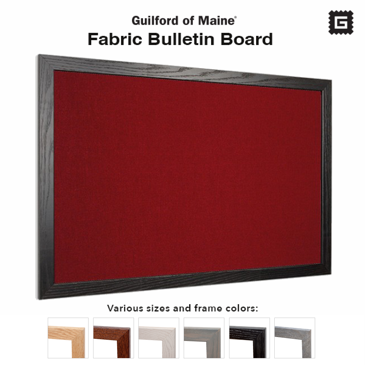 Red | Fabric Bulletin Board with Wood Frame – New York Blackboard