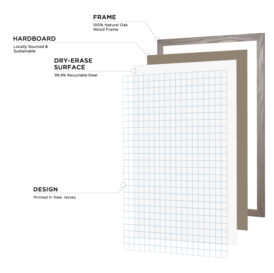 World Map Weekly Planner | Wood Frame Portrait – New York Blackboard