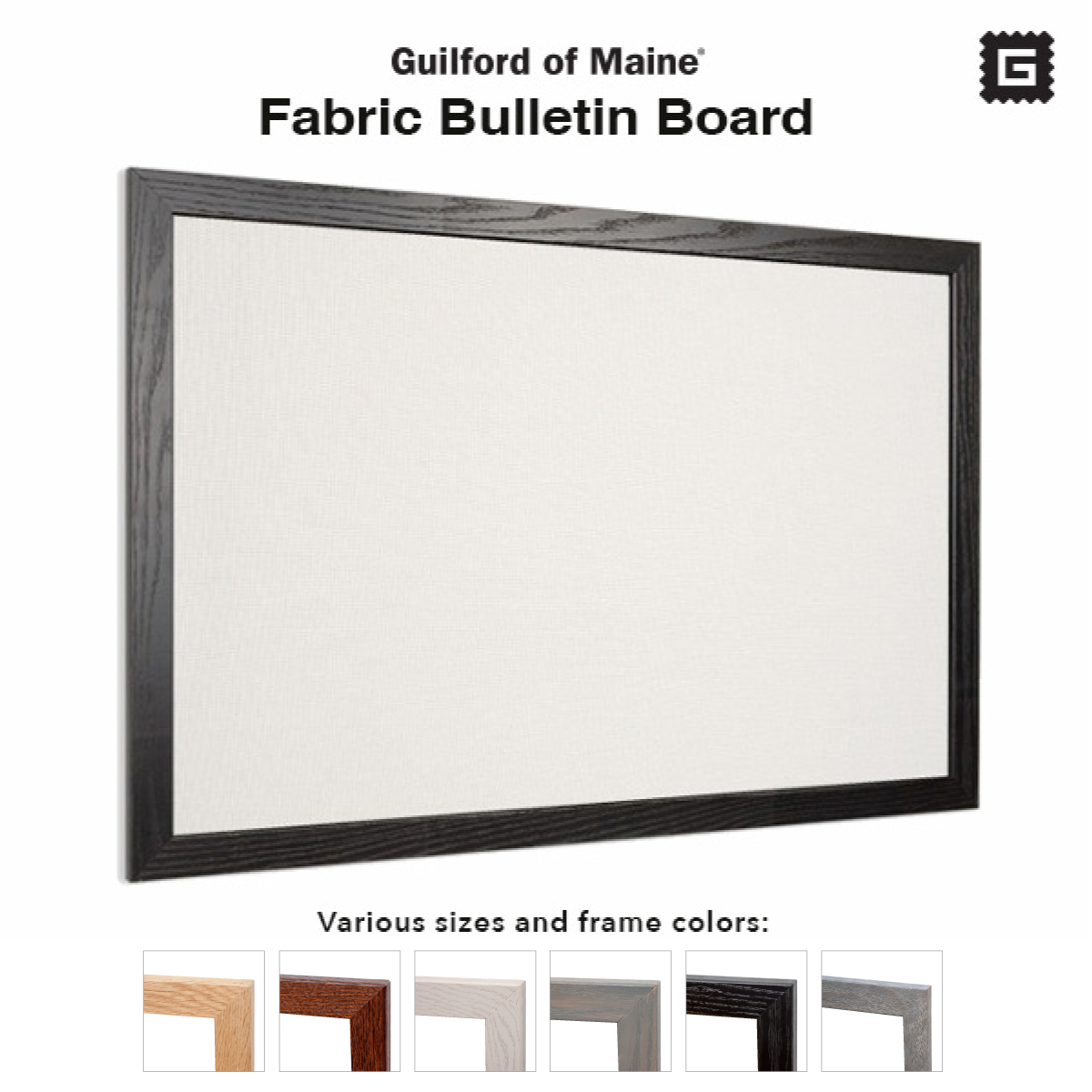 White | Fabric Bulletin Board with Wood Frame – New York Blackboard