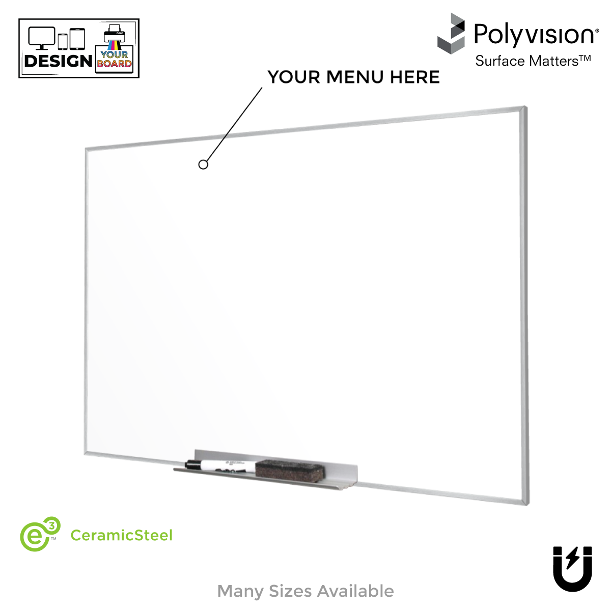 Menu | Satin Minimalist Frame | Custom Printed Landscape Ceramic Steel ...