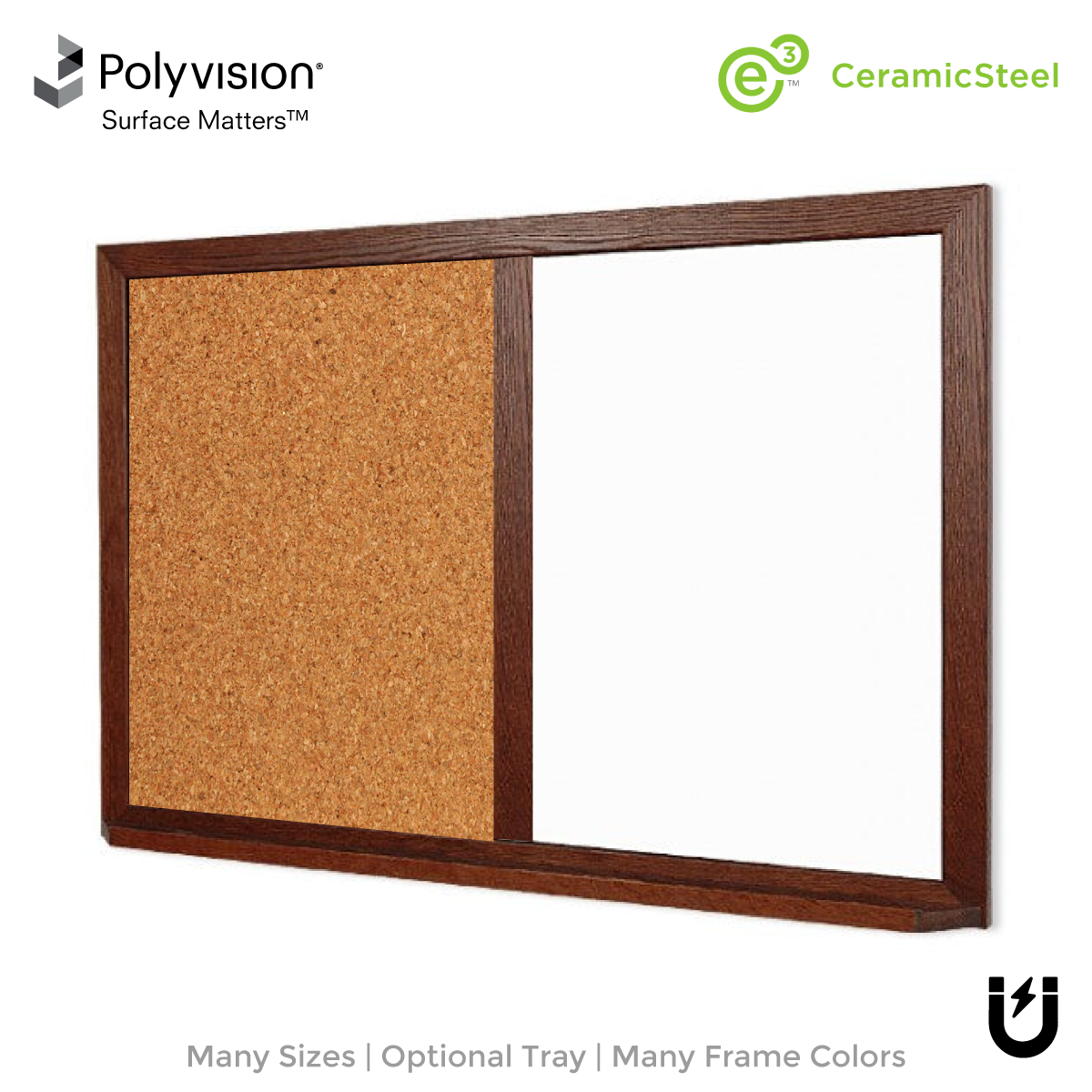 Wood Frame | Landscape Ceramic Steel Whiteboard & Natural Cork – New ...