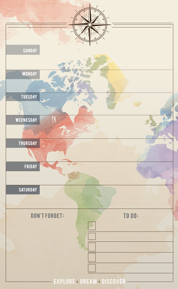 World Map Weekly Planner | Satin Aluminum Frame Portrait – New York ...